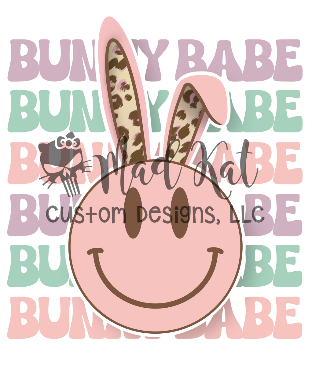 Bunny Babe Smiley HTV transfer – Mad Kat Custom Designs, LLC
