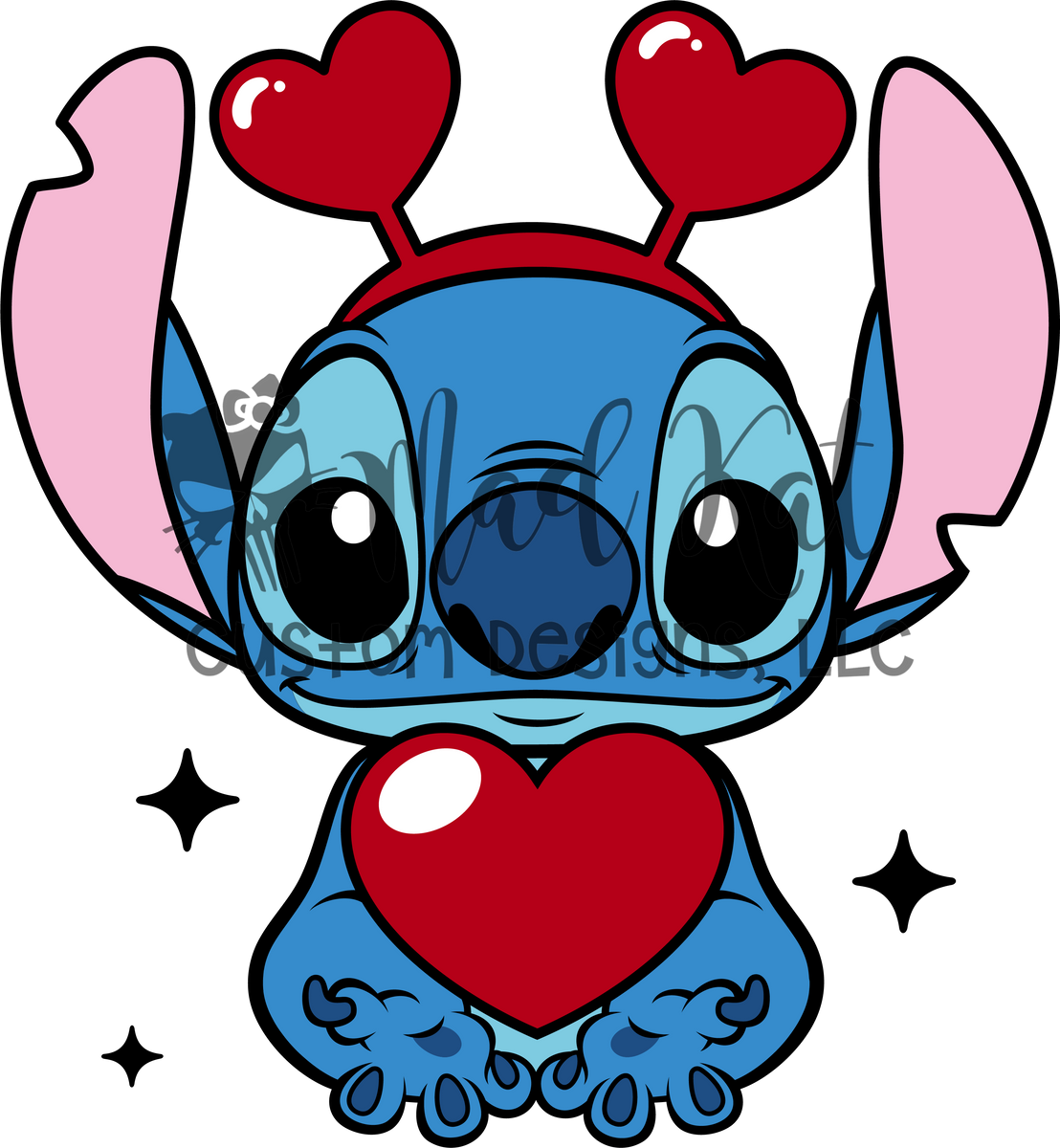 Blue Alien Heart HTV transfer – Mad Kat Custom Designs, LLC