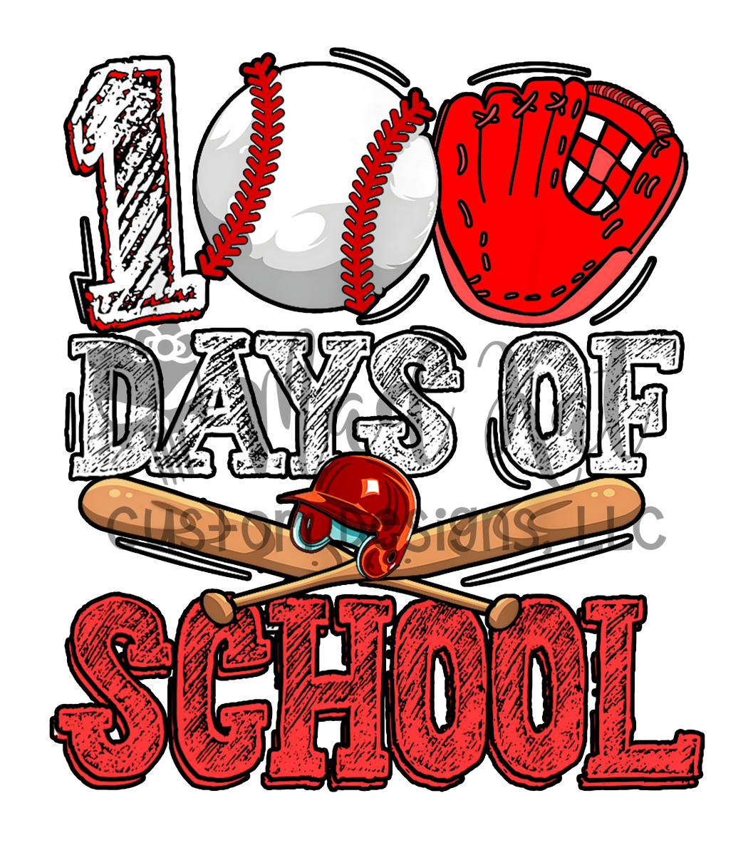 100 Days Baseball HTV transfer – Mad Kat Custom Designs, LLC