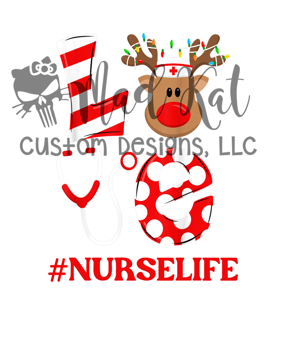 Christmas Nurse Life HTV transfer – Mad Kat Custom Designs, LLC