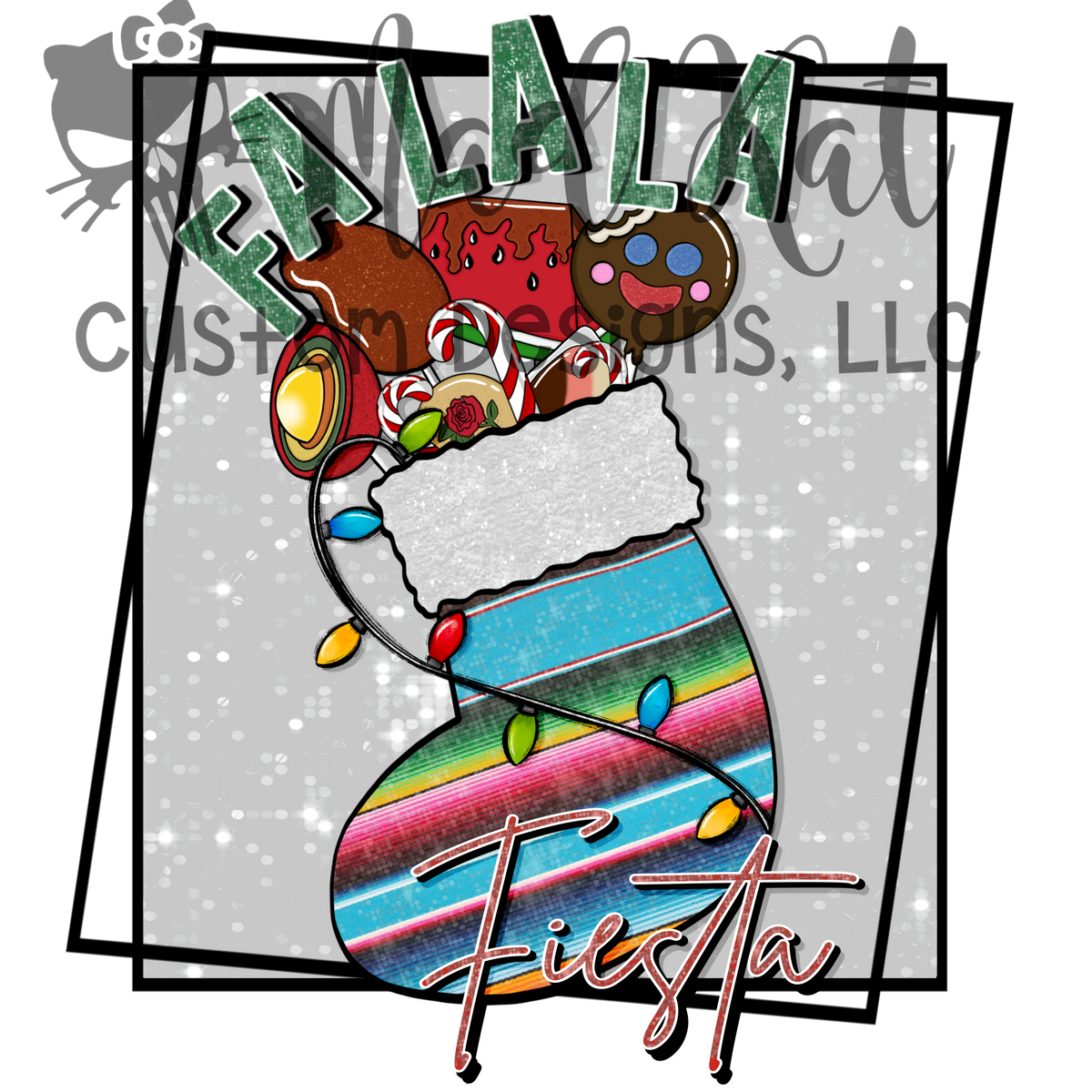 Fa La La Fiesta Square HTV transfer – Mad Kat Custom Designs, LLC