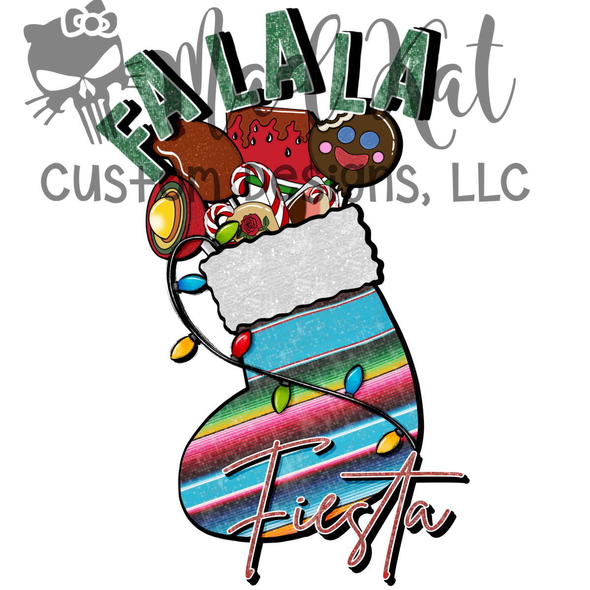 Fa La La Fiesta HTV transfer – Mad Kat Custom Designs, LLC