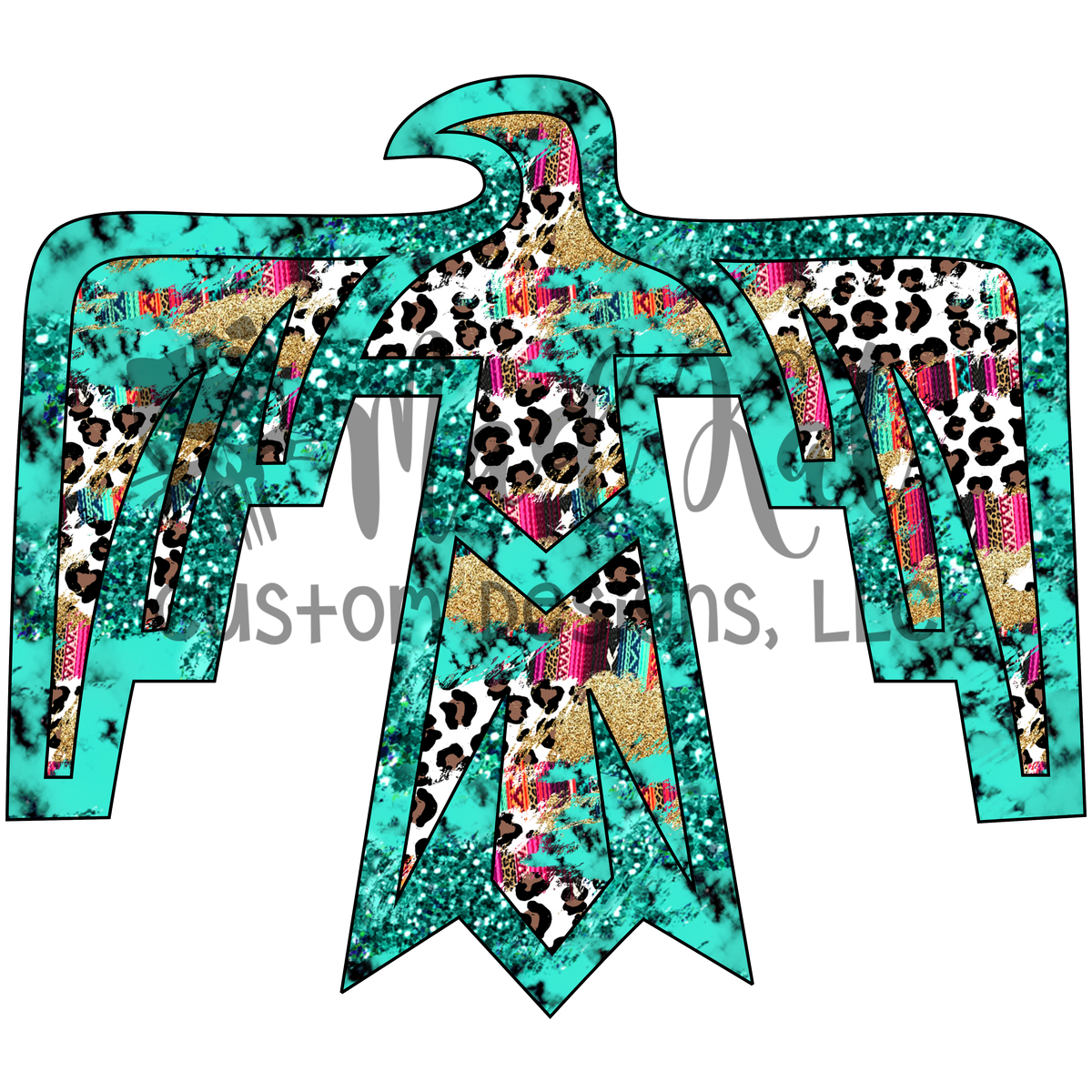 Pink and Turquoise Thunderbird HTV transfer – Mad Kat Custom Designs, LLC