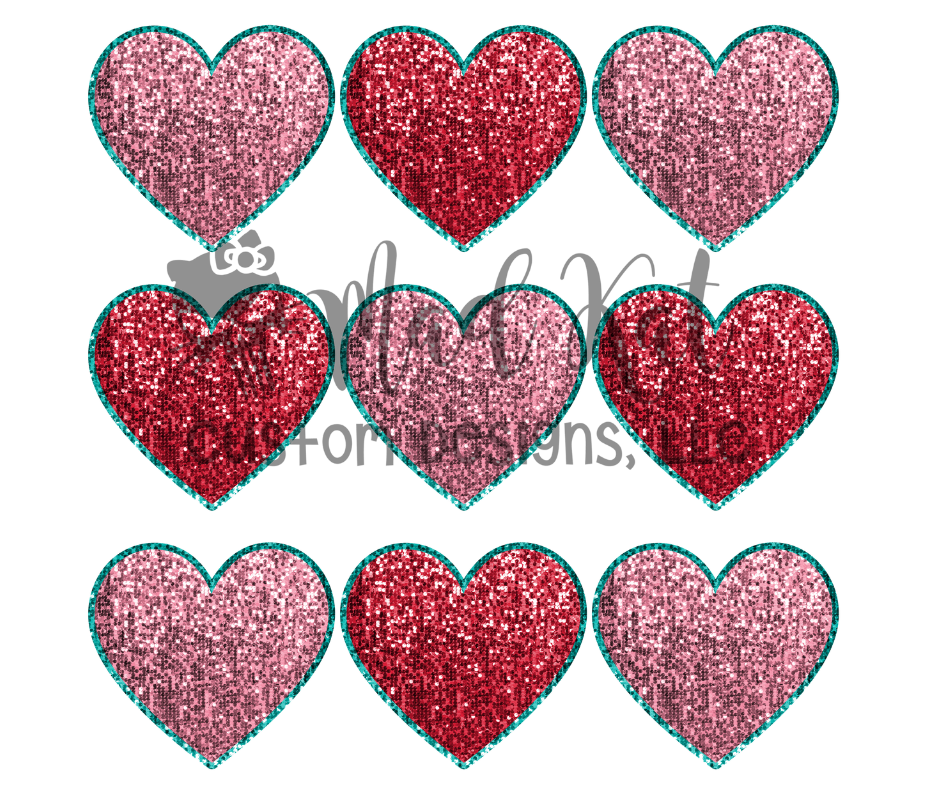 Faux Sequin Hearts HTV transfer – Mad Kat Custom Designs, LLC