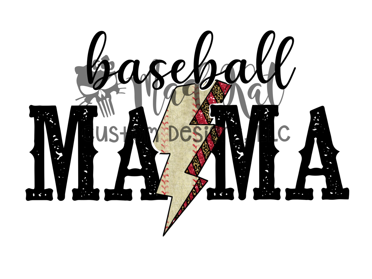Baseball Mama Bolt HTV transfer – Mad Kat Custom Designs, LLC