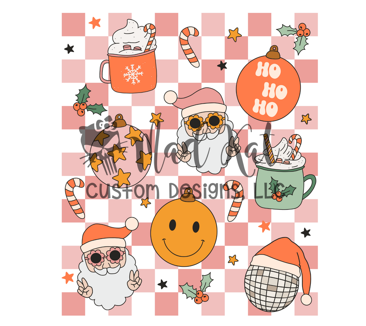 Christmas Checkers Sublimation Transfer – Mad Kat Custom Designs, LLC