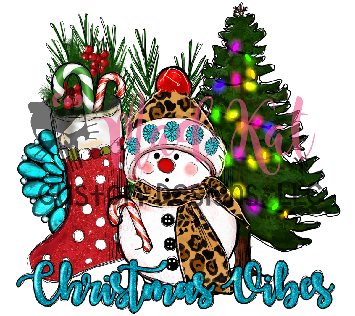 Christmas Vibes HTV transfer – Mad Kat Custom Designs, LLC
