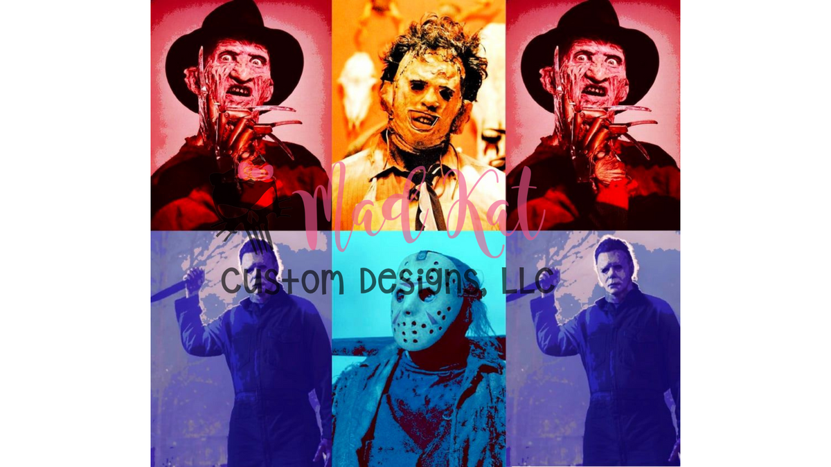Horror Collage Block Sublimation Tumbler Print – Mad Kat Custom Designs ...