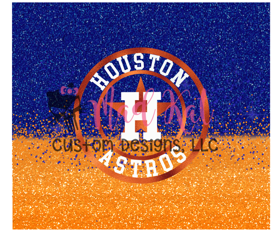Astros Digital Glitter Ombre Sublimation Tumbler Print – Mad Kat Custom ...
