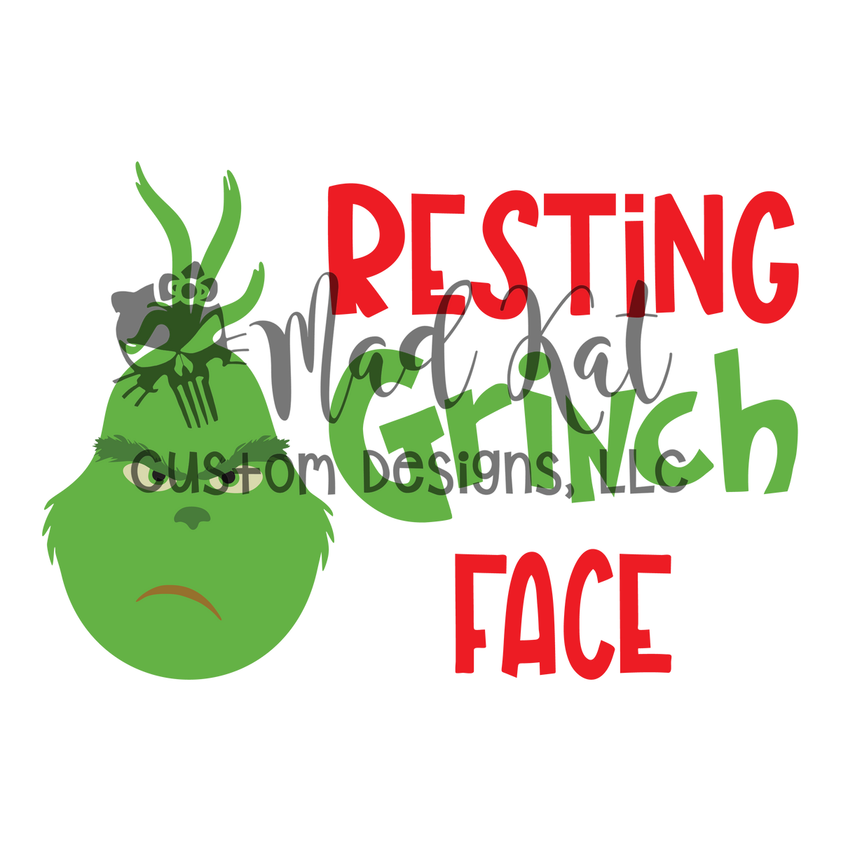 Resting Green Face HTV transfer – Mad Kat Custom Designs, LLC