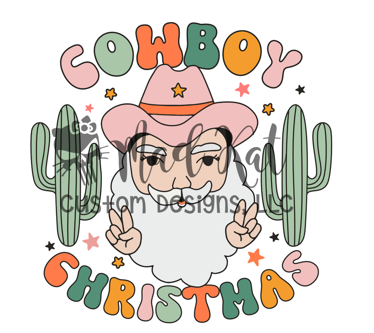 Retro Cowboy Christmas HTV transfer – Mad Kat Custom Designs, LLC