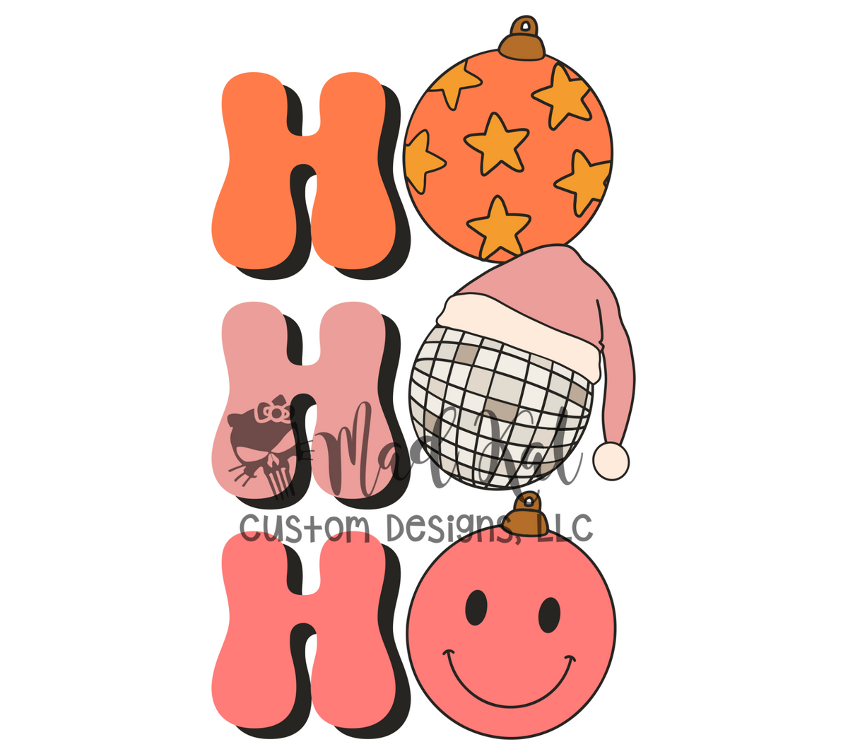 Retro HO HO HO Ornament Sublimation Transfer – Mad Kat Custom Designs, LLC