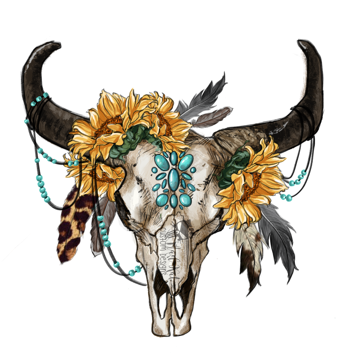 Boho Skull HTV transfer – Mad Kat Custom Designs, LLC