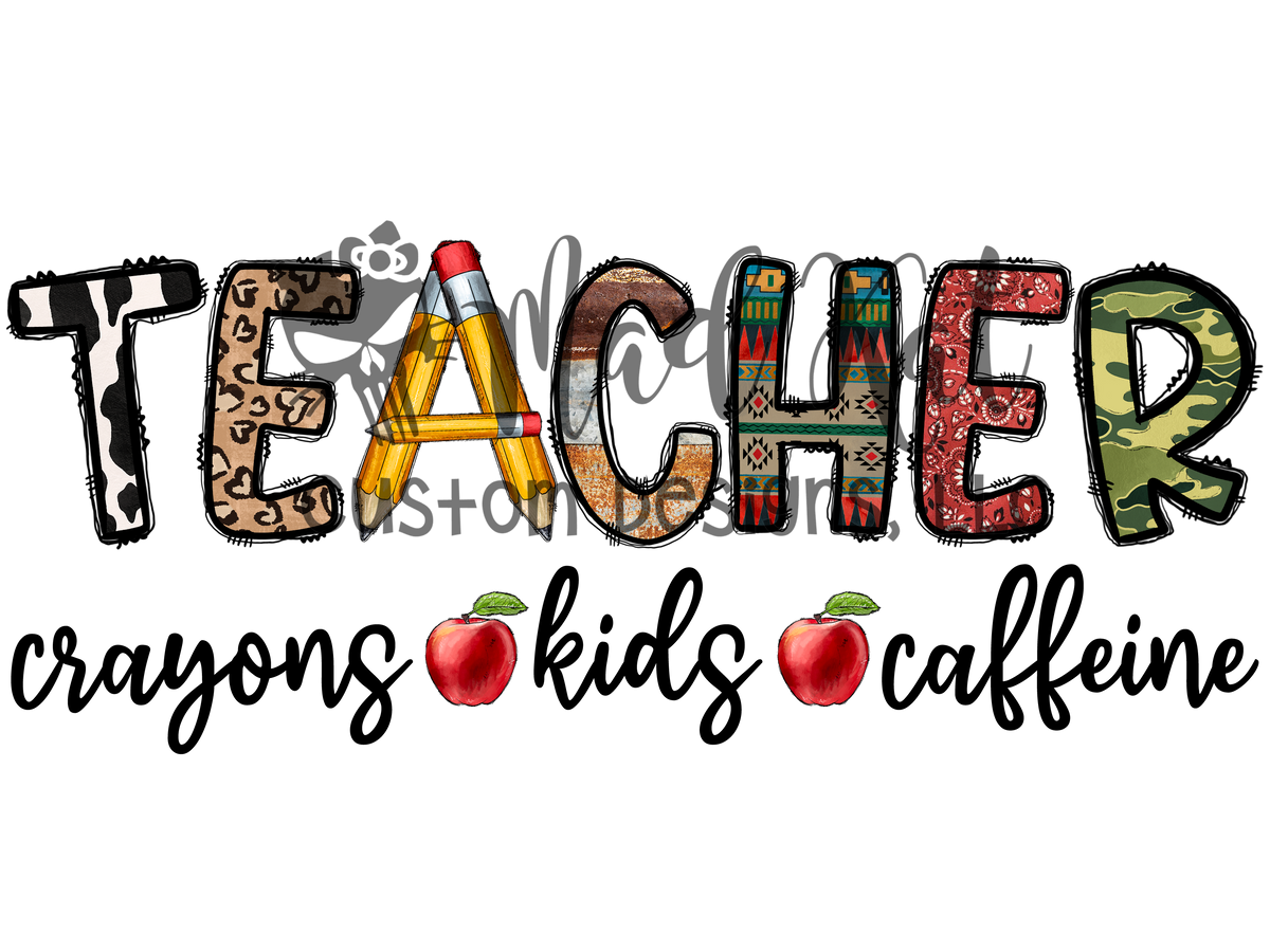 Crayons Kids Caffeine HTV transfer – Mad Kat Custom Designs, LLC