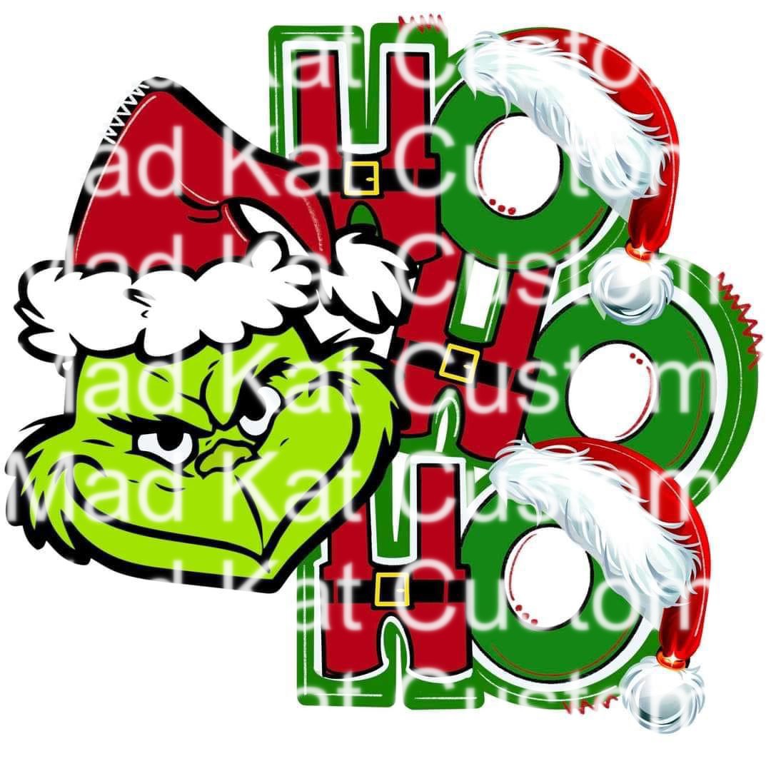 HO HO Ho Green Guy Face Sublimation Transfer – Mad Kat Custom Designs, LLC