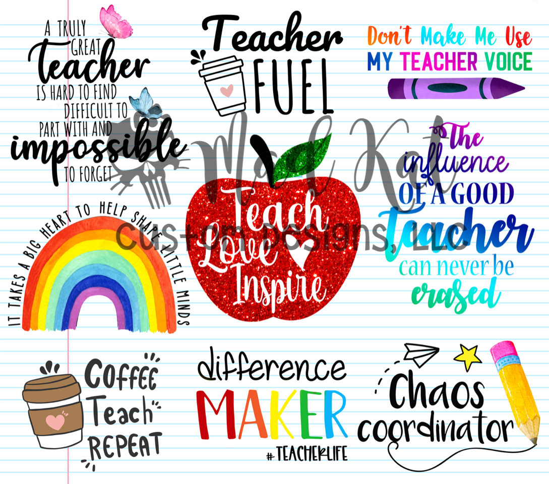 Teacher Collage Tumbler Print – Mad Kat Custom Designs, LLC